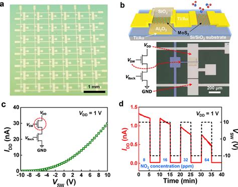 Mos2 Tfts Based Gas Sensor Active Matrix A Image Of Mos2 Gas Sensor