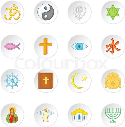 Black Religious Symbols Icons Set Stock Vector Colourbox