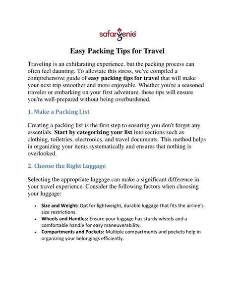 Ppt Free Guide Easy Packing Tips For Travel 2024 Powerpoint