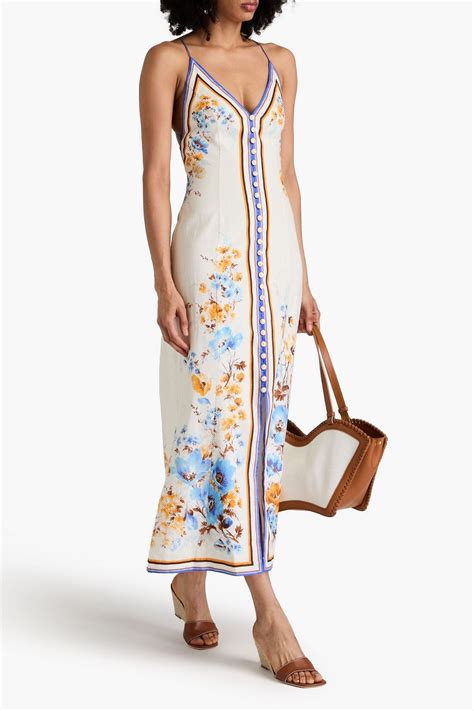 Zimmermann Embellished Floral Print Linen Maxi Dress The Outnet