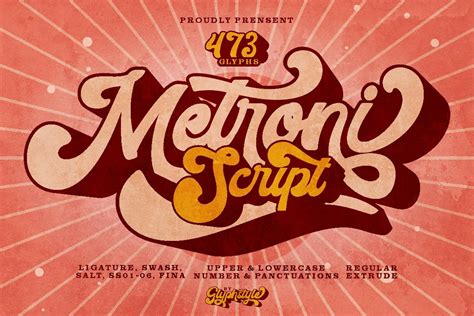 Metroni Retro Bold Script Design Cuts