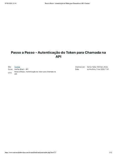 Passo A Passo Autenticação Do Token Para Chamada Na Api Comtax