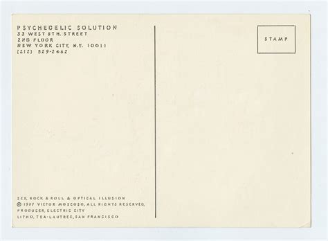 Victor Moscoso Postcard 1987 Sex Rock And Roll And Optical Illusion