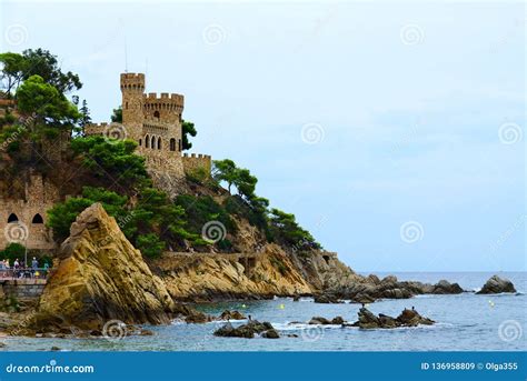 Castle By Beach Lloret De Mar Costa Brava Catalonia Spain Editorial