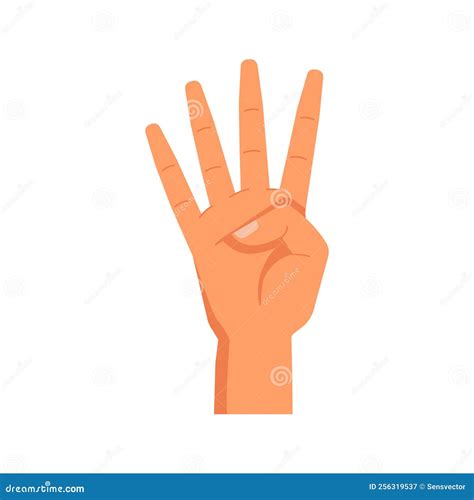 Counting With Fingers Four Number Stock Vector Illustration Of