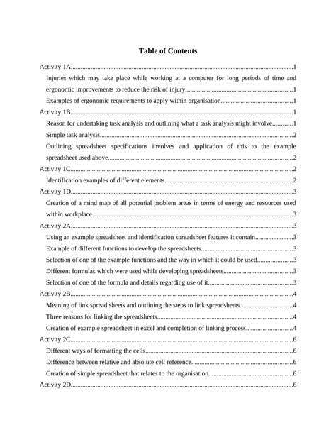 Assignment Developing And Producing Complex Spreadsheets