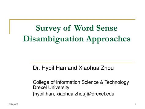 Ppt Survey Of Word Sense Disambiguation Approaches Powerpoint