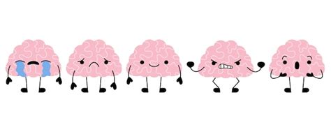 Le Personnage Du Cerveau Heureux De Kawaii Et Le Personnage De Cerveau