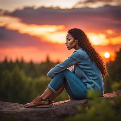 Download Ai Generated Woman Sunset Royalty Free Stock Illustration