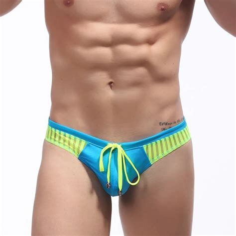 Buy Mens Sexy Swimming Briefs Mesh Patchwork G String Swimsuits Surf Wear