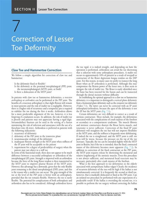 Correction Of Lesser Toe Deformity Pdf Toe Foot