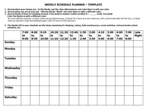 11 Free Sample Class Schedule Templates Printable Samples