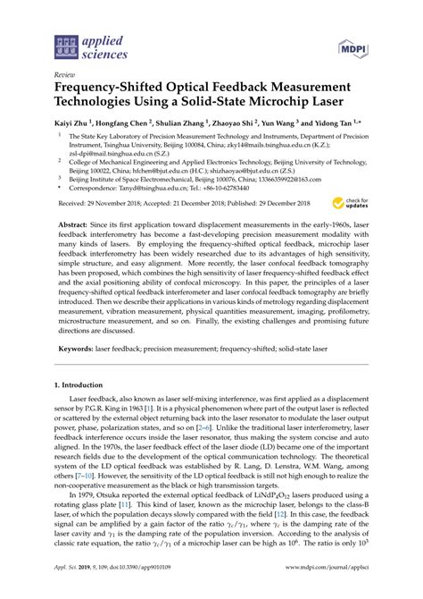 Pdf Frequency Shifted Optical Feedback Measurement Technologies Using