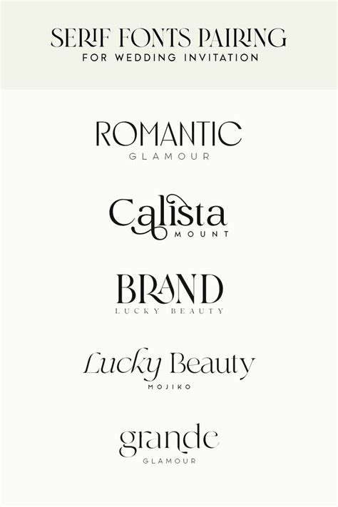 Serif Fonts Pairing For Wedding Invitation Wedding Invitations Romantic Font Pairing Font