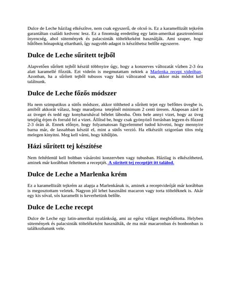 Dulce De Leche Házilag Elkészítve Pdf