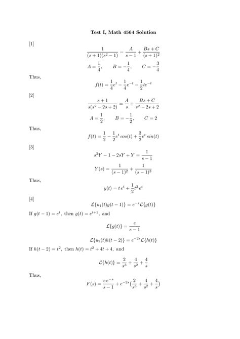 Test 1 Solutions Operational Methods Math 4564 Exams Production