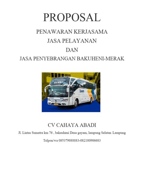 Proposal Pengajuan Kerjasama Cv Cahaya Abadi Dan Damri Pdf