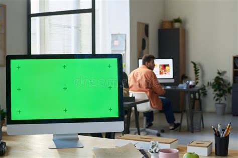 Computer With Blank Chromakey Screen Stock Image Image Of Create Modern 373069379