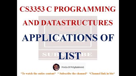 Applications Of List Notescs3353 C Programming And Datastructures