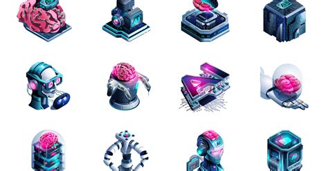 Artificial Intelligence Isometric Icons Objects Ft 3d And Isometry Envato