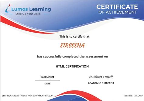 Sireesha T On Linkedin Html Lumoslearning Achievement Journey Responsive Web Digital