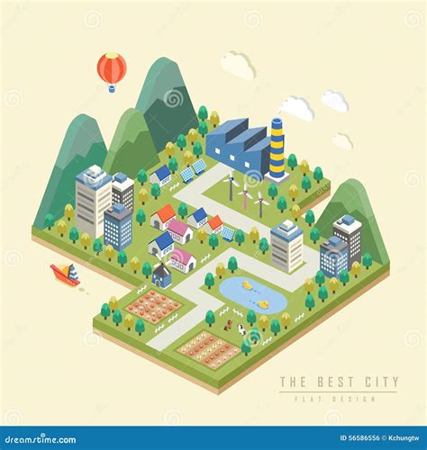 3d Isometrische Infographic Met Mooie Stad Vector Illustratie