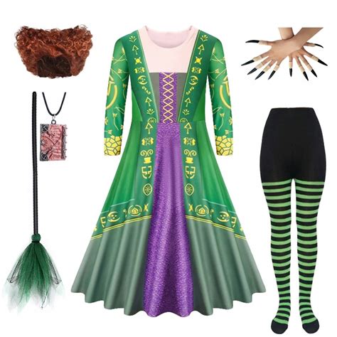 STRÓJ KOSTIUM PRZEBRANIE Hocus Pocus halloweenowa sukienka czarownicy w