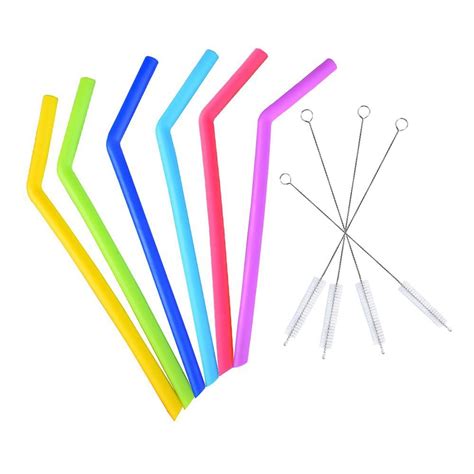 Reusable Smoothie Silicone Straws Extra Long Flexible Straws Well