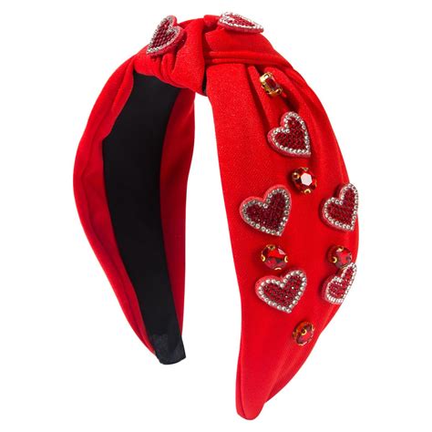 Palotay Red Heart Valentines Headband For Women Rhinestone