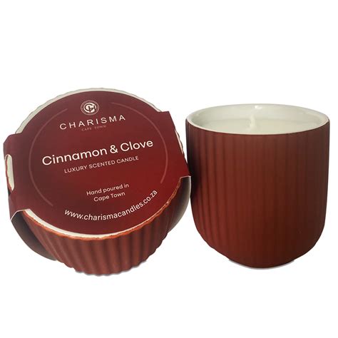 Ribbed Ceramic Candle Collection Cinnamon And Clove 300g Charisma