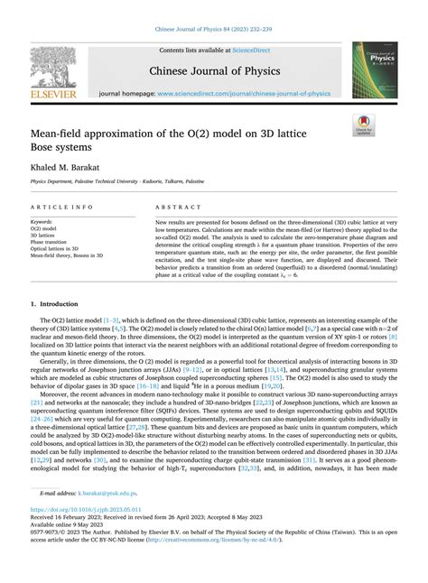 Pdf Mean Field Approximation Of The O2 Model On 3d Lattice Bose Systems