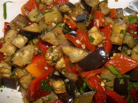 Roasted Eggplant And Red Pepper Salad Foodmayhem