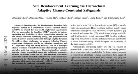 paper page safe reinforcement learning via hierarchical adaptive