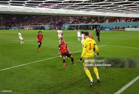 Thibaut Courtois Of Belgium Celebrates Saving The Penalty Taken By