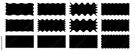 Rectangle Shape Frame With Zigzag Edge Rectangular Jagged Curved Box Element Geometric Zig Zag