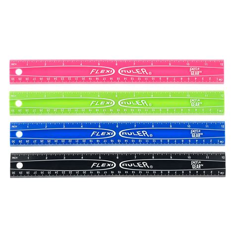 Pengear Flexi Ruler Plastic Ruler Assorted Colors 12 Assorted Colors