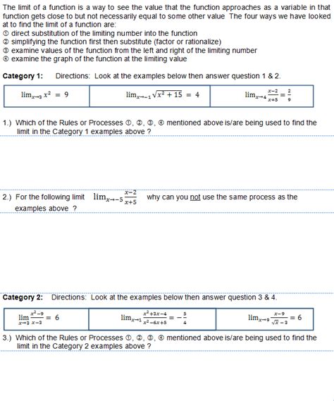The Limit Of A Function Is A Way To See The Value Chegg Com