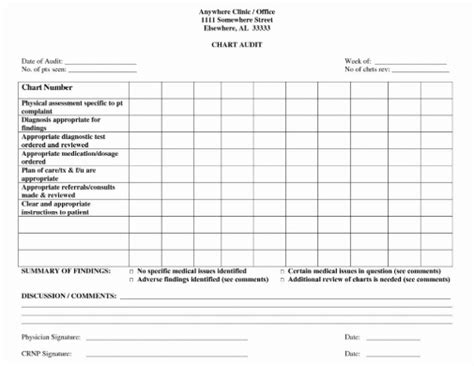 Printable Medical Chart Audit Tool Template Printable Templates Free
