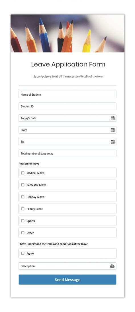 School Leave Application Form For Schools Institutions FormGet
