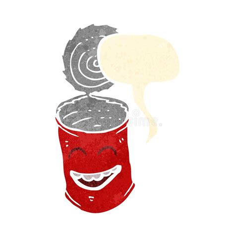 Lata Feliz Do Alimento Dos Desenhos Animados Retros Ilustração do Vetor Ilustração de estanho