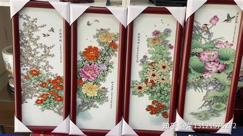 张松茂徐亚凤大师创作《四季花鸟粉彩四条屏》作品欣赏 知乎