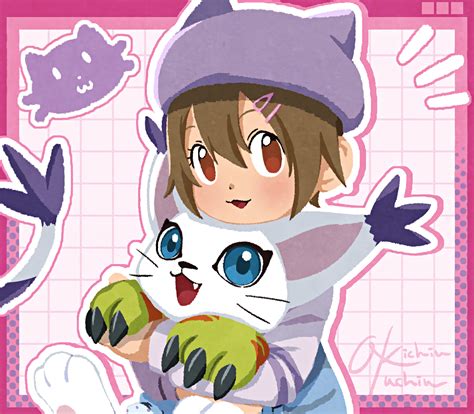 Yagami Hikari And Tailmon Digimon And 1 More Drawn By Aiokaaichiu