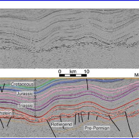 A Uninterpreted And B Interpreted Versions Of Time Migrated Seismic