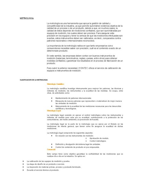 Metrologia Pdf Metrología Medición