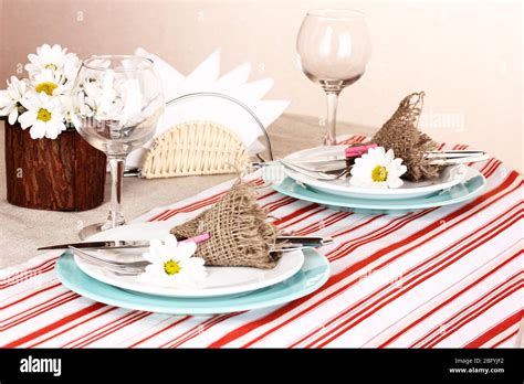 Rustic Table Setting Stock Photo Alamy
