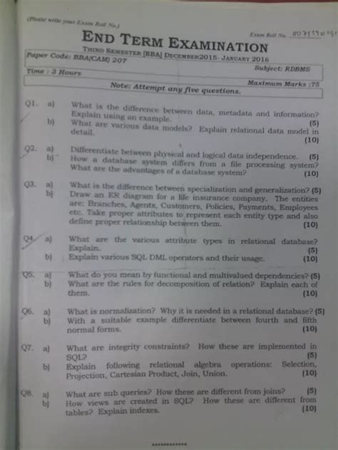 Previous Year Question Papers Of Bba Cam Semister 3