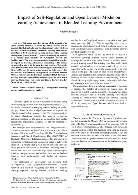 Pdf Impact Of Self Regulation And Open Learner Model On Learning