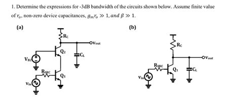 solved 1 determine the expressions for 3db bandwidth of