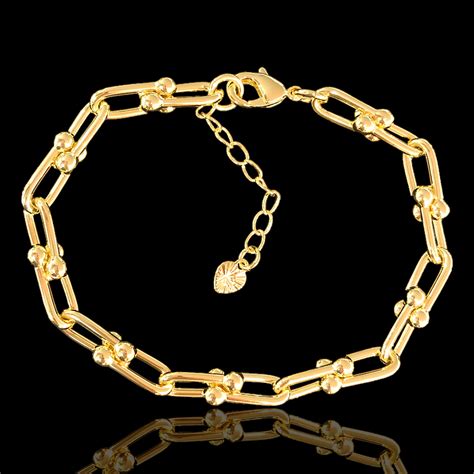 Oro Laminado 18k Gold Filled Paris U Link Bracelet Kuania