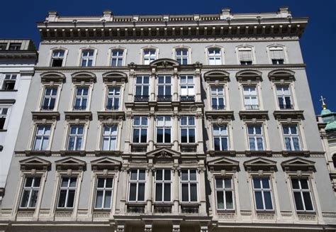 Neoclassic Architecture Wall With Windows Vintage Background Stock